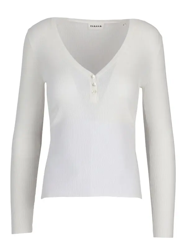 P.a.r.o.s.h Cipria V-neck Long Sleeve Top - White