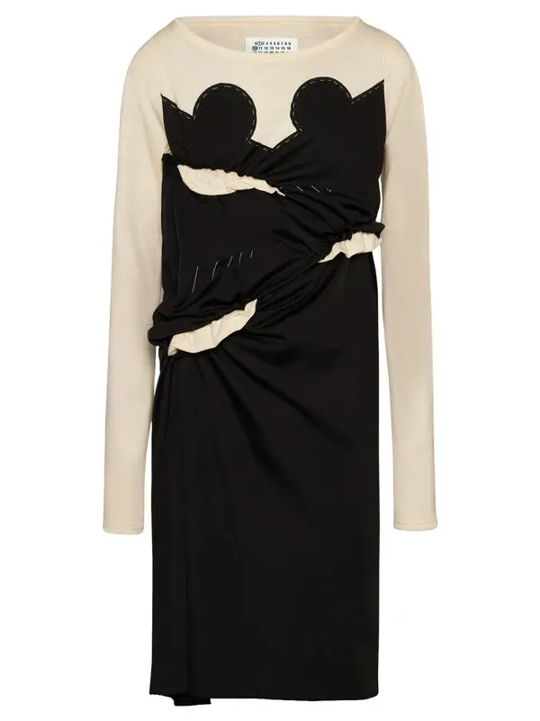 MAISON MARGIELA Patchwork Long-sleeve Dress - Black