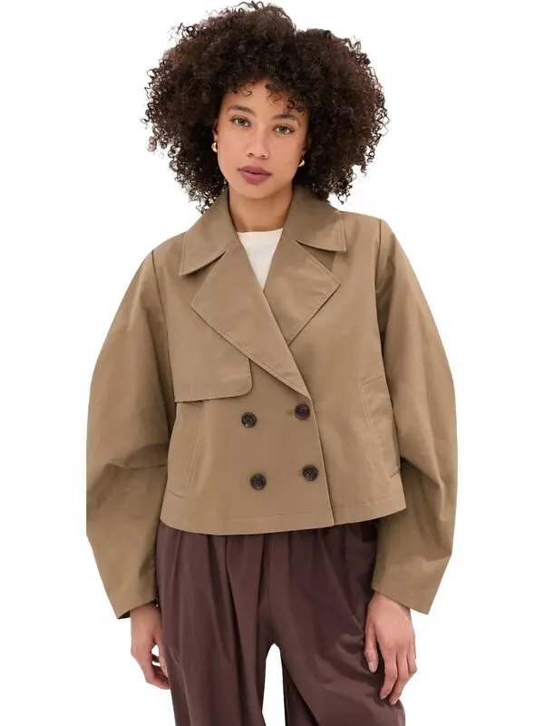 LE BOP Hardy Cropped Trench Coat - Hazelnut