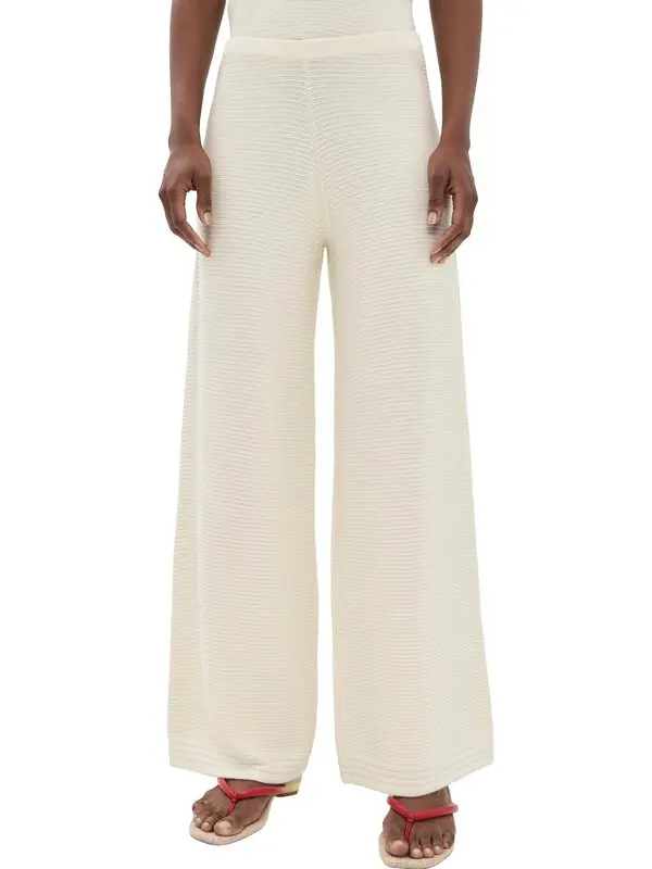 LA LIGNE Wide-leg Ribbed Crochet Pants - Ivory
