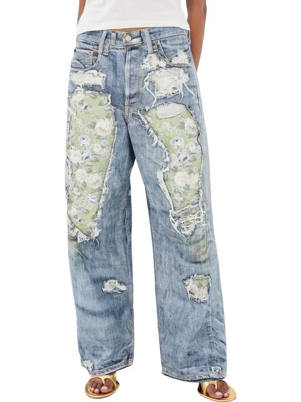 Acne Studios 1981 Rose Print Jeans - Blue/green