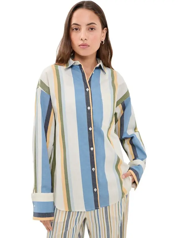 Joe's Jeans The Boyfriend Button Down Shirt - Azure Variegated Stripe
