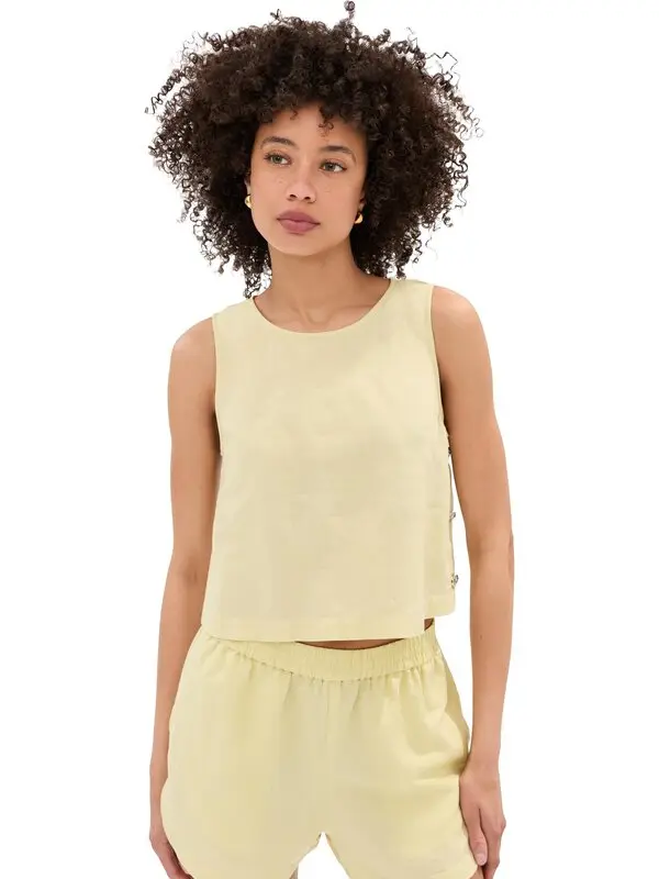 LE BOP Margot Linen Sleeveless Blouse - Honeydew