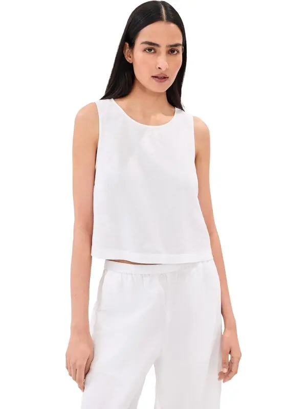 LE BOP Margot Linen Sleeveless Blouse - White