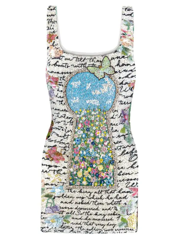 LA FUORI Aurete Enchanted Garden Embroidered Mini Dress - Multi