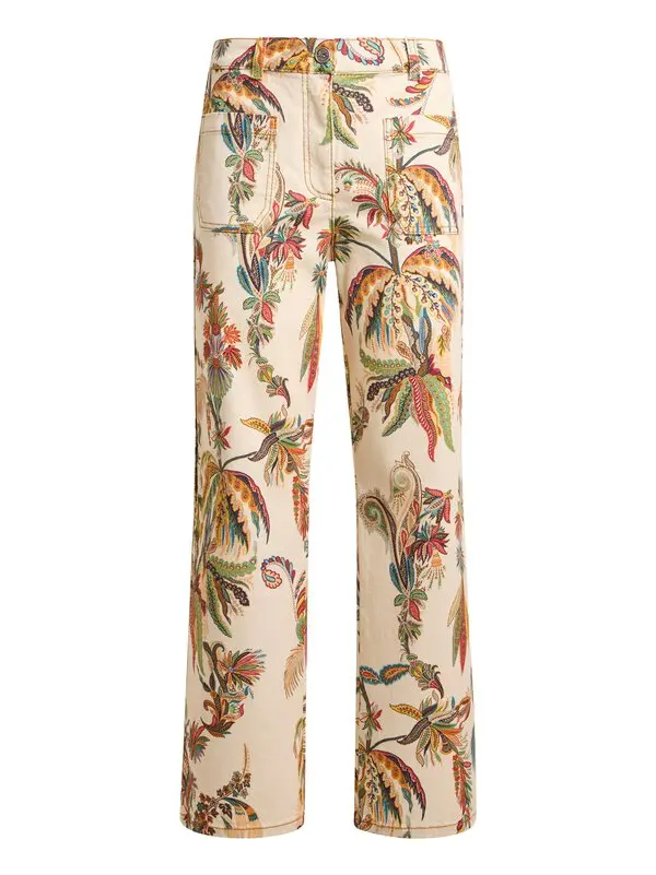 Etro Cropped Patterned Wide-leg Jeans - Multi