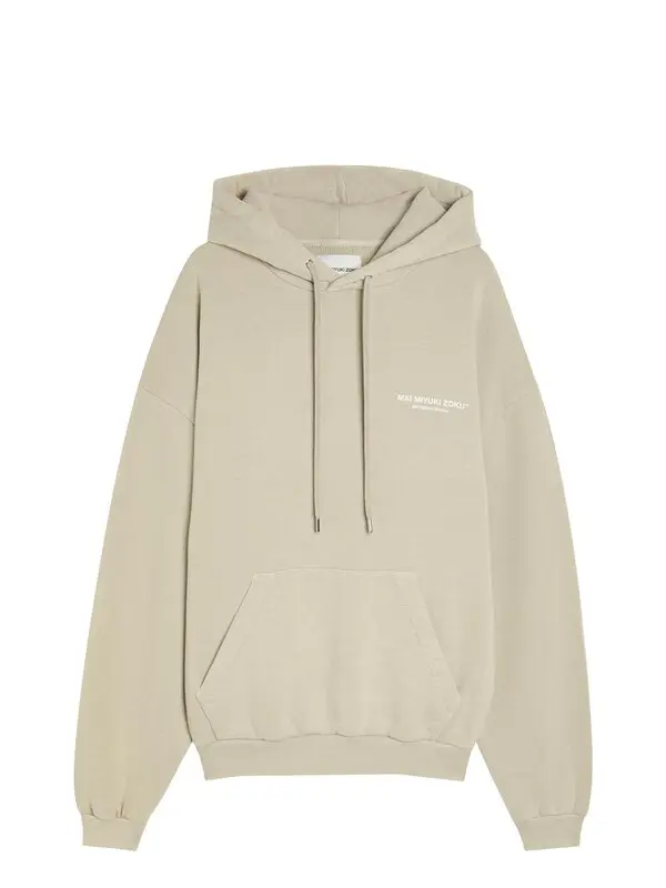 MKI MIYUKI ZOKU Logo Print Cotton-blend Hooded Sweatshirt - Dark Grey