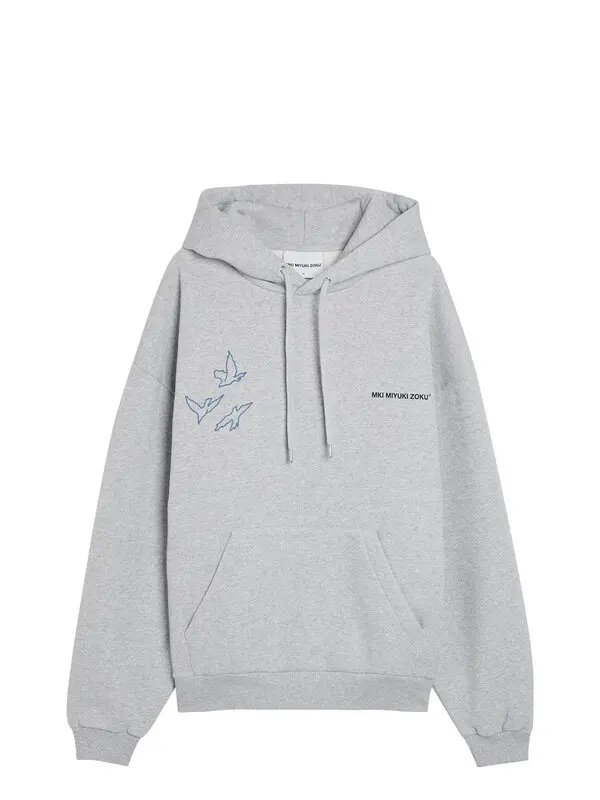 MKI MIYUKI ZOKU Hooded Cotton-blend Sweatshirt With Graphic Print - Grey