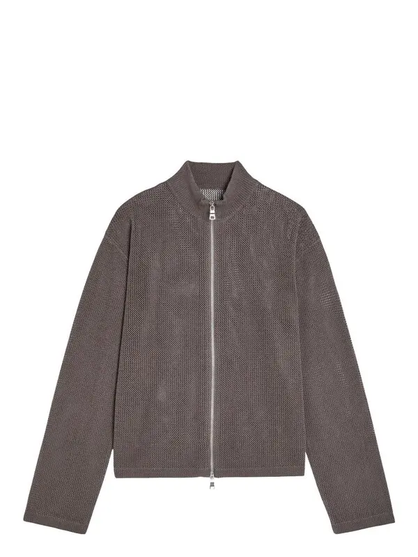 MKI MIYUKI ZOKU Open-knit High-neck Zip-up Cardigan - Brown
