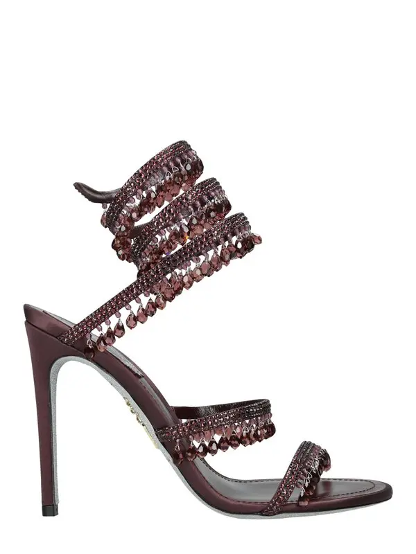 Rene Caovilla Jewelled Leather Chandelier Sandals 105 - Burgundy