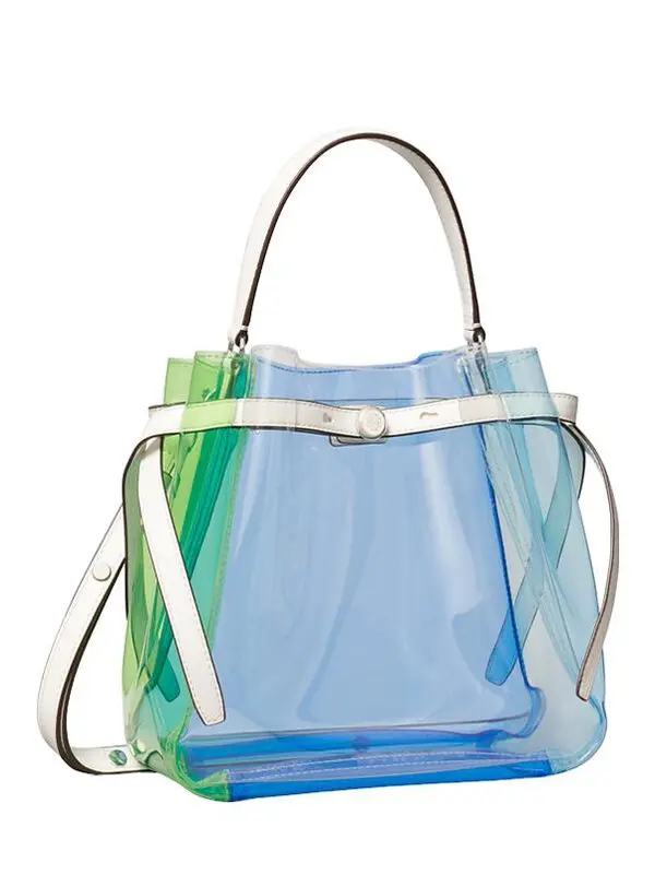 Tory Burch Romy Color-block Clear Bucket Bag - Pool Blue