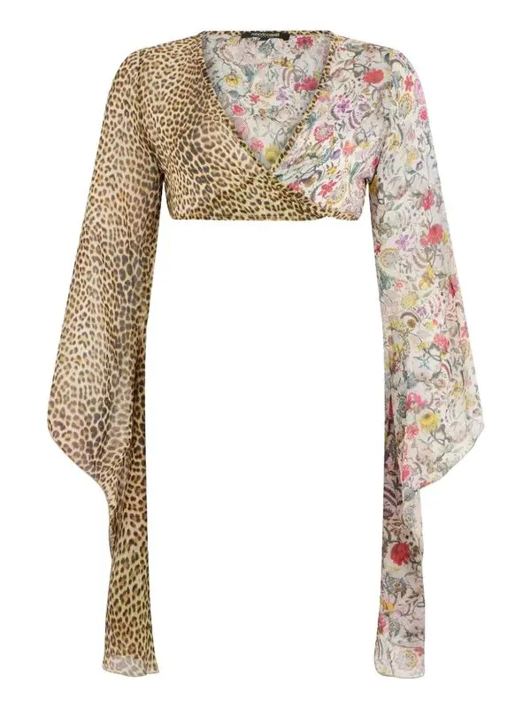 Roberto Cavalli Baby Jaguar Print Silk Blouse - Multicolour