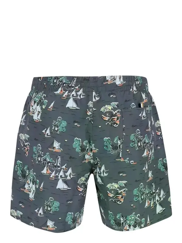BOSS Printed Piranha Swim Shorts - Grey
