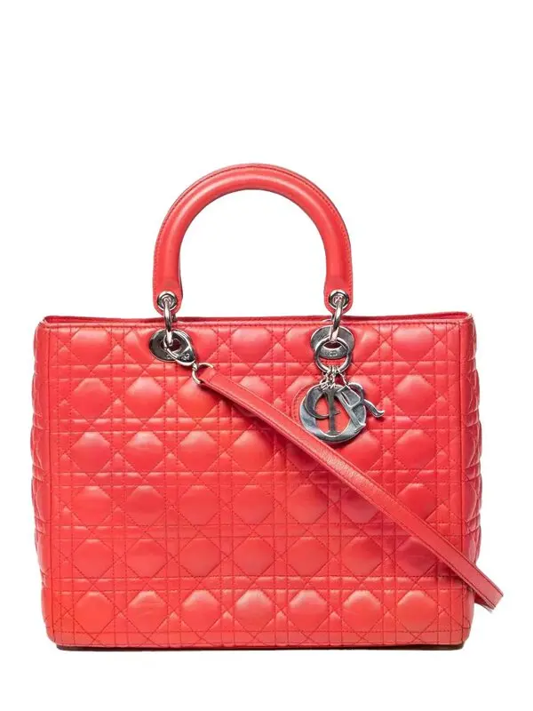 Dior Lady Cannage Tote Bag - Red