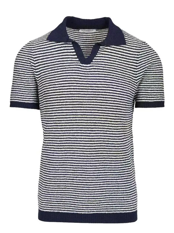 AL DUCA D’AOSTA 1902 Striped Short-sleeve Polo Shirt - Blue