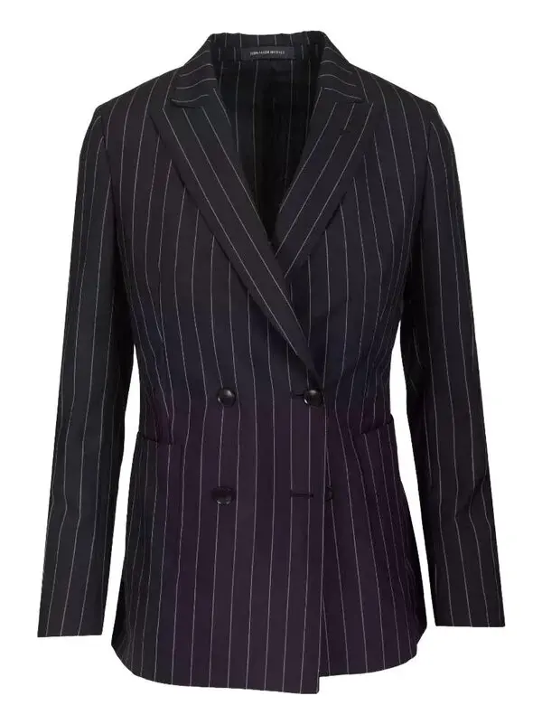 LATORRE Pinstripe Double-breasted Jacket - Black
