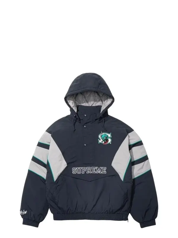 Supreme X Salem Ss26 Half Zip Stadium Jacket - Navy