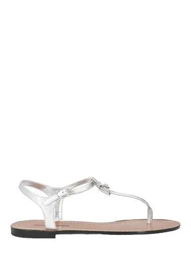 Dolce & Gabbana Calfskin Thong Sandals - Silver