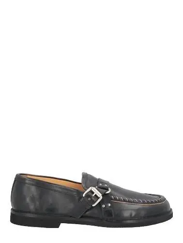 Premiata Leather Loafers With Appliqués And Strap Detailing - Black