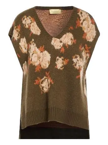 Momoni Multicolor V-neck Short Sleeve Sweater - Green