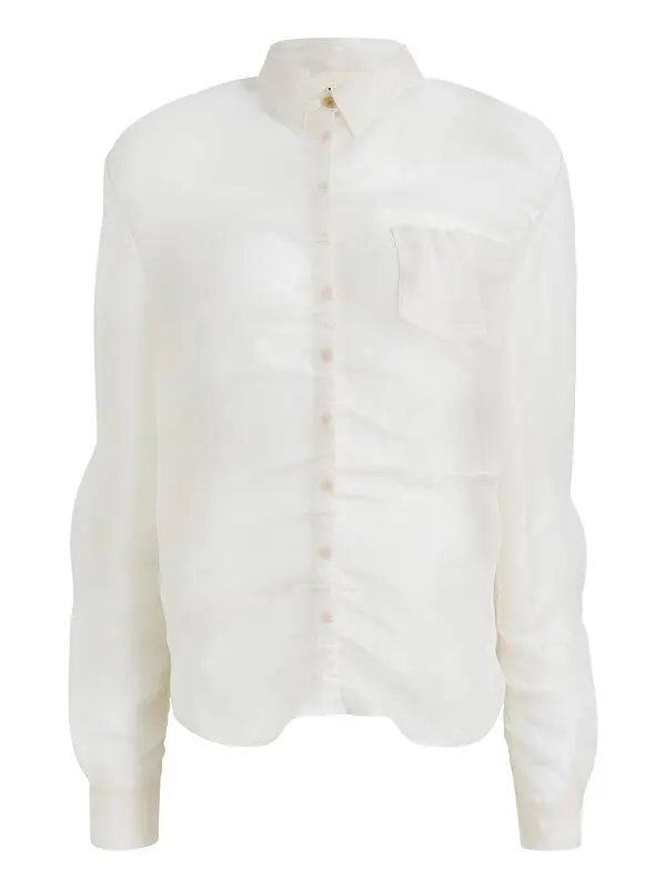 Khaite Allie Silk Organza Ruched Shirt - Chalk