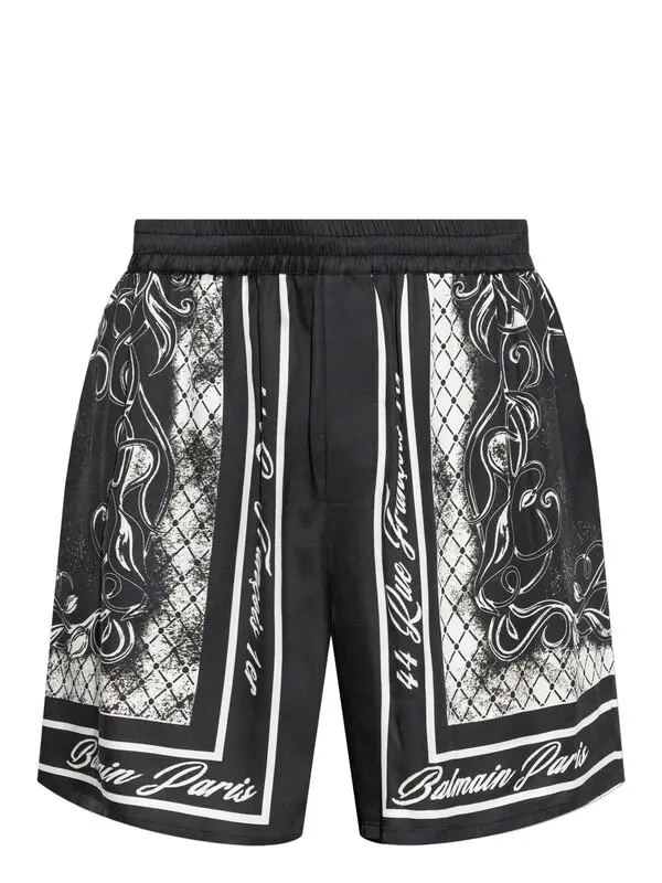 Balmain Printed Viscose Shorts - Black