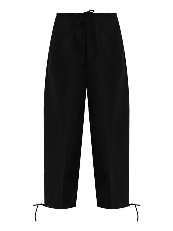 TOTEME Cotton Trousers With Drawstring Cuffs - Black