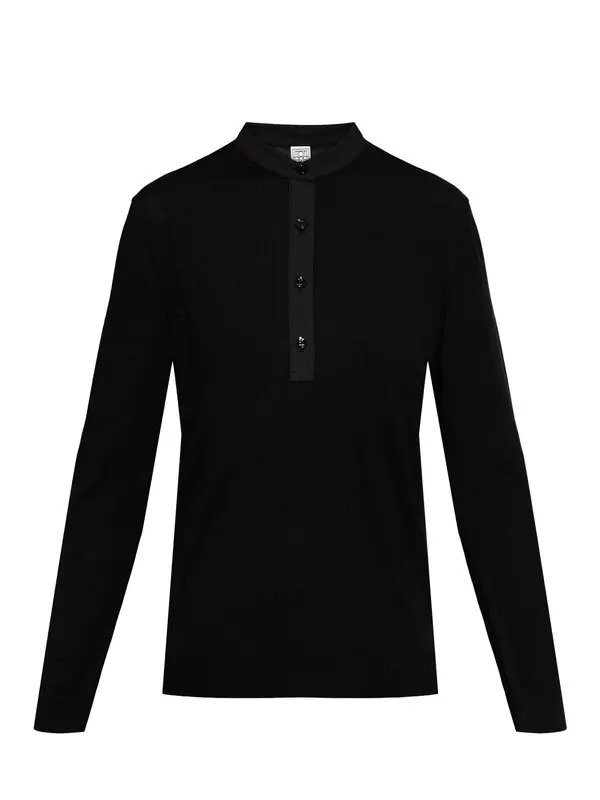 TOTEME Long Sleeve Wool Blend Top - Black