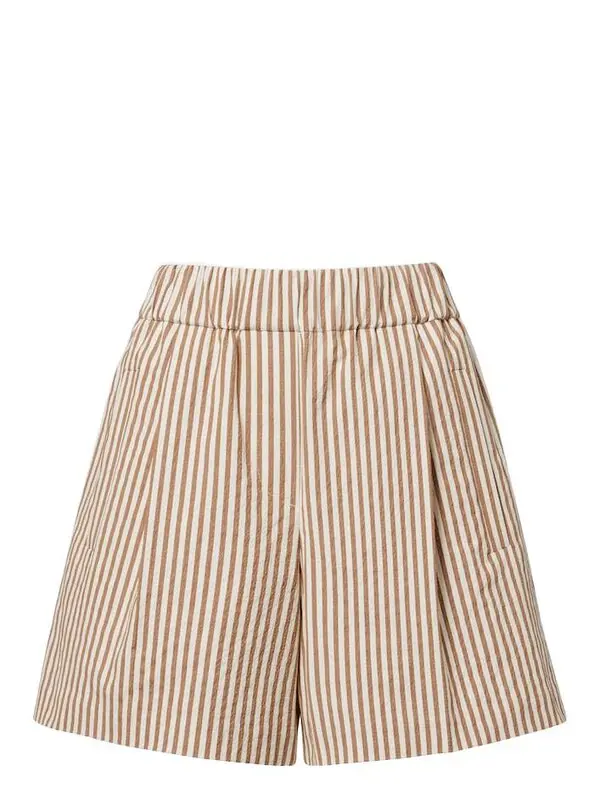 Brunello Cucinelli Striped Cotton-blend Shorts - Beige