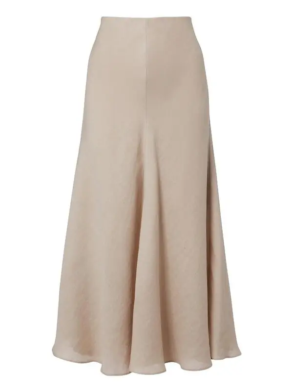 Brunello Cucinelli Linen Midi Skirt - Beige