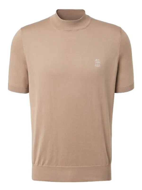 Brunello Cucinelli Cotton Mock Neck Sweater - Brown