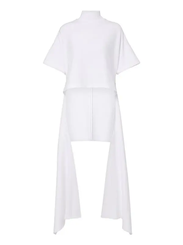 Alaïa Asymmetrical Cotton-blend Jersey T-shirt - White