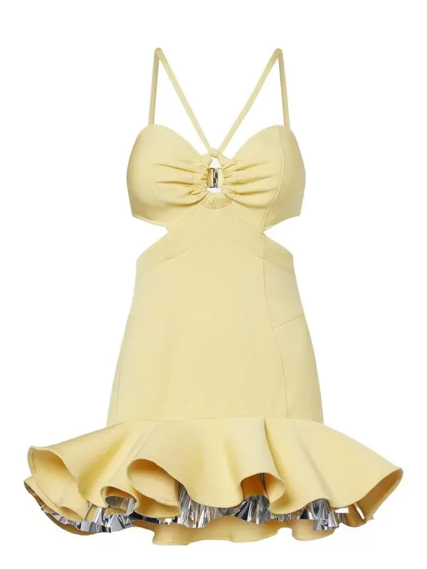 Rabanne Cutout Layered Ruffled Minidress - Yellow