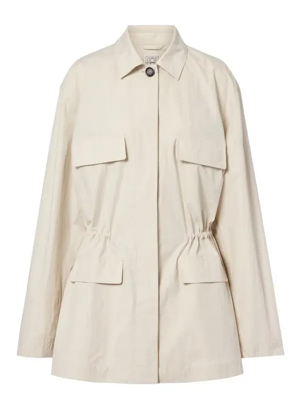 TOTEME Cotton-blend Jacket With Drawstring Waist - Beige