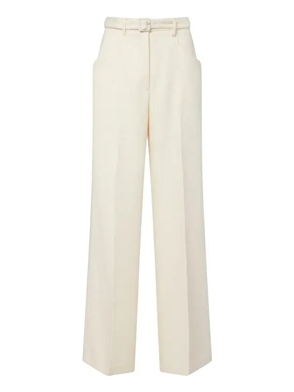 Gabriela Hearst Norman Belted Silk And Wool Wide-leg Pants - White