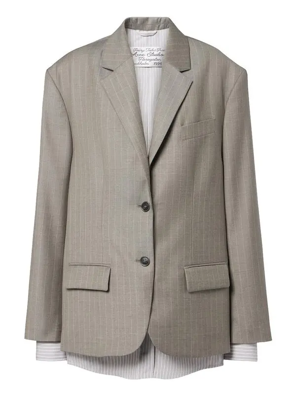 Acne Studios Striped Wool Jacket - Grey