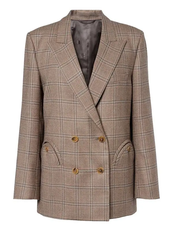 BLAZÉ MILANO Everynight Checked Double-breasted Wool Blazer - Beige