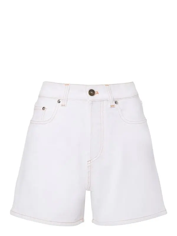 Versace Optical Cotton Denim Shorts - White