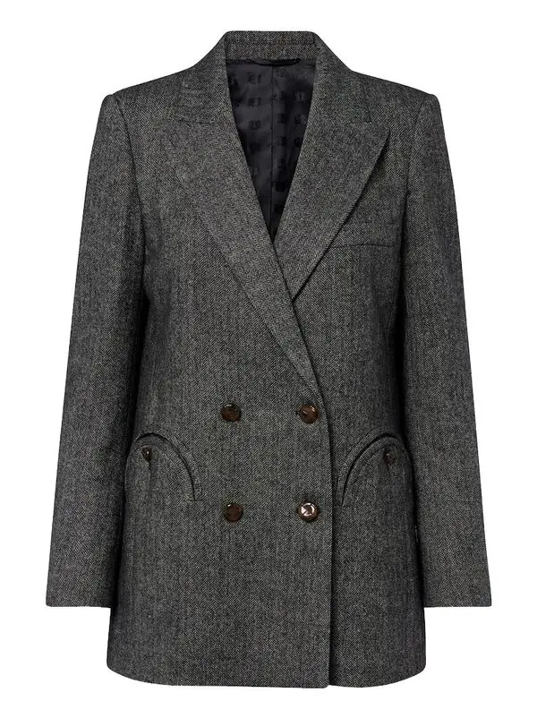 BLAZÉ MILANO Everyday Herringbone Wool-blend Blazer - Black