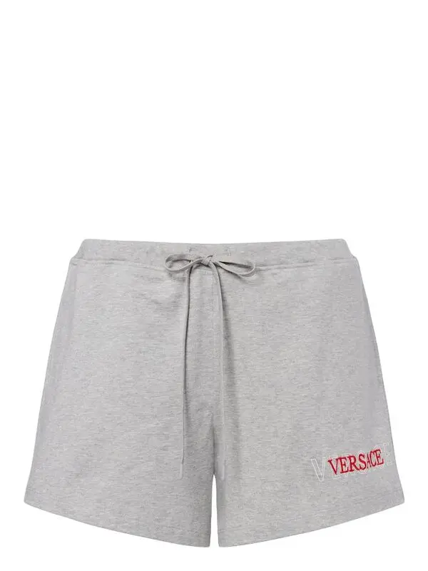 Versace Logo Cotton Jersey Shorts - Grey