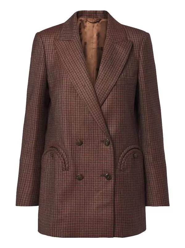 BLAZÉ MILANO Everyday Checked Virgin Wool Blazer - Brown