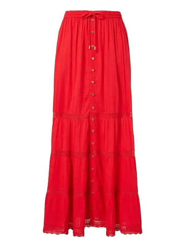 Melissa Odabash Marley Cotton Maxi Skirt - Red