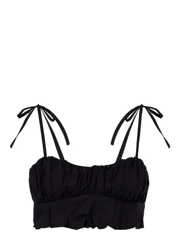 Faithfull The Brand Pelea Ruched Cotton Crop Top - Black