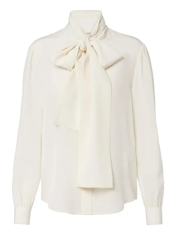 Saint Laurent Tie-neck Silk Blouse - White