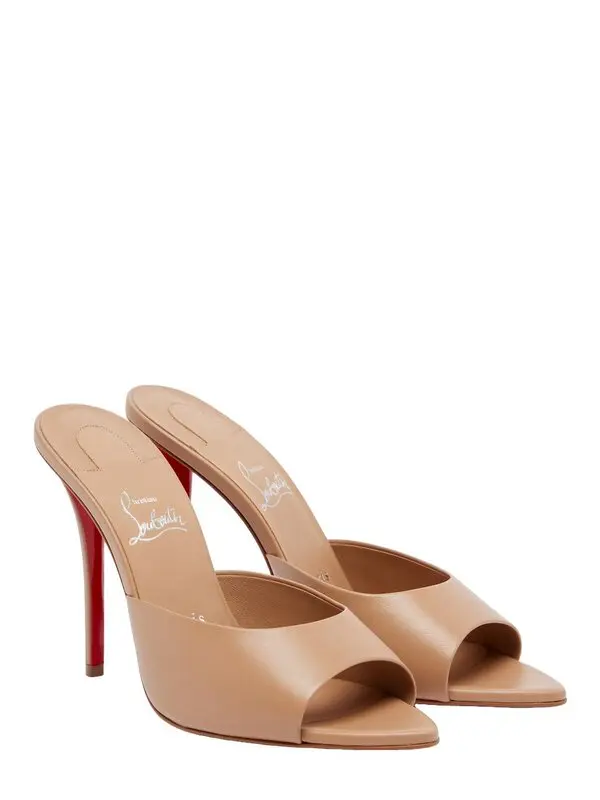 CHRISTIAN LOUBOUTIN Miss Z Leather Mules - Beige
