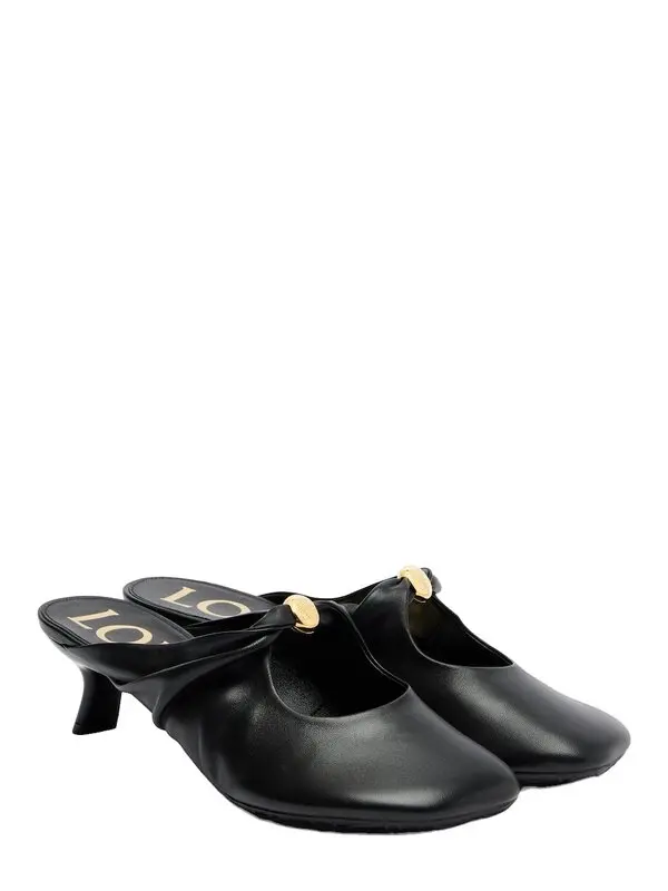 Loewe Pebble Soft Leather Mules - Black