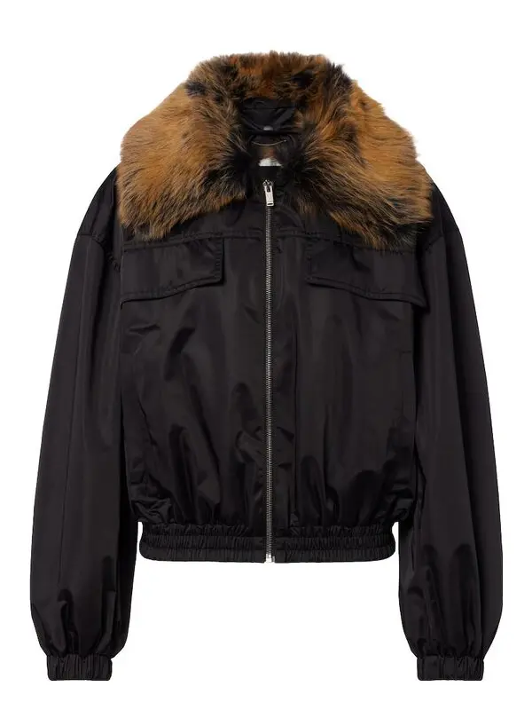 Saint Laurent Shearling-trimmed Blouson Jacket - Black
