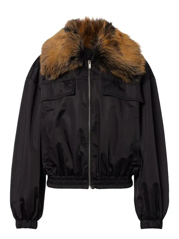 Saint Laurent Shearling Blouson Jacket - Black
