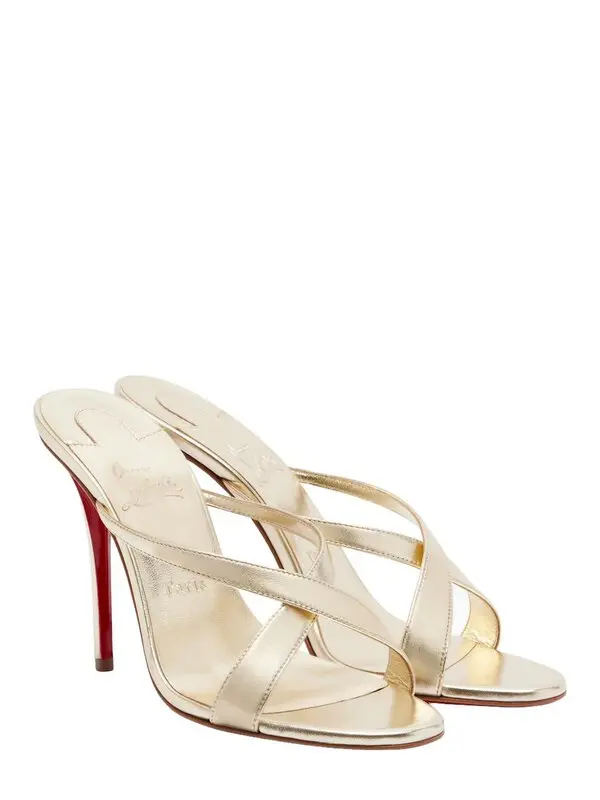 CHRISTIAN LOUBOUTIN Miss Z Metallic Leather Mules - Gold