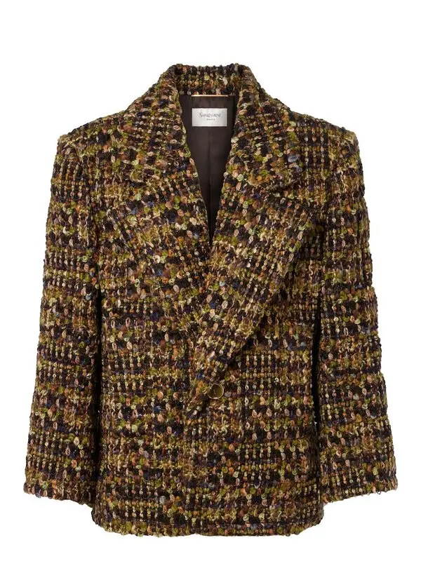 Saint Laurent Wool-blend Tweed Jacket - Green